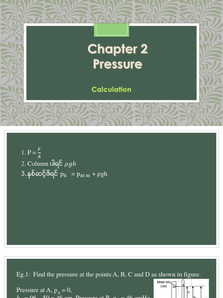 Chapter 2 Calculation 2 | PDF | Pressure | Atmospheric Pressure