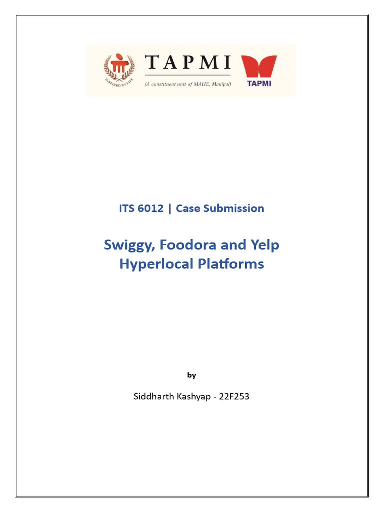 Swiggy Case Solution | PDF | Yelp | Business Model