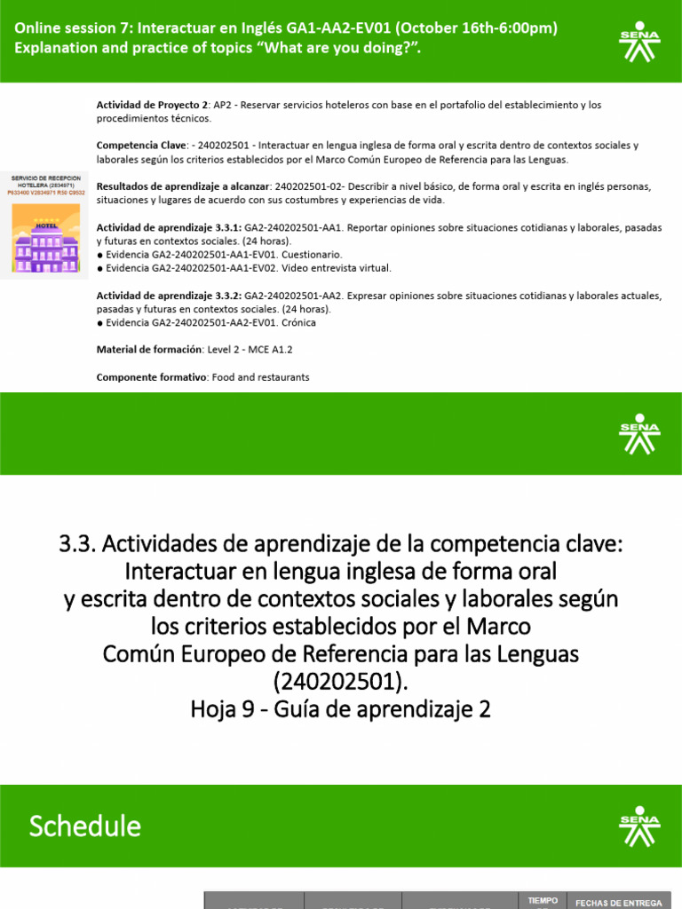 Online Session 7: Interactuar en Inglés GA1-AA2-EV01 (October 16th-6:00pm) Explanation and ...