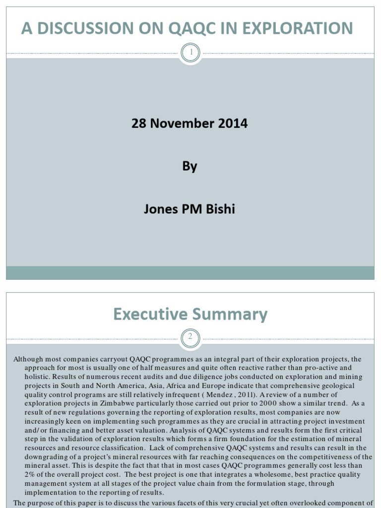 QAQC Essentials for Exploration | PDF | Quality Assurance | Observational Error