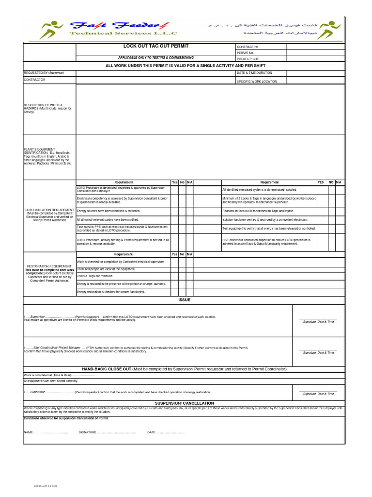 Energisation Permit | PDF | Occupational Safety And Health | Business