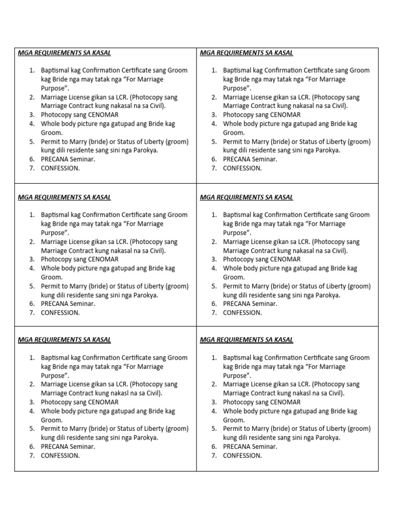MGA REQUIREMENTS SA KASAL | PDF