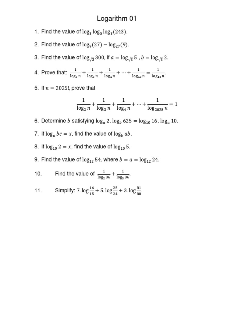Logarithm Class 9 | PDF