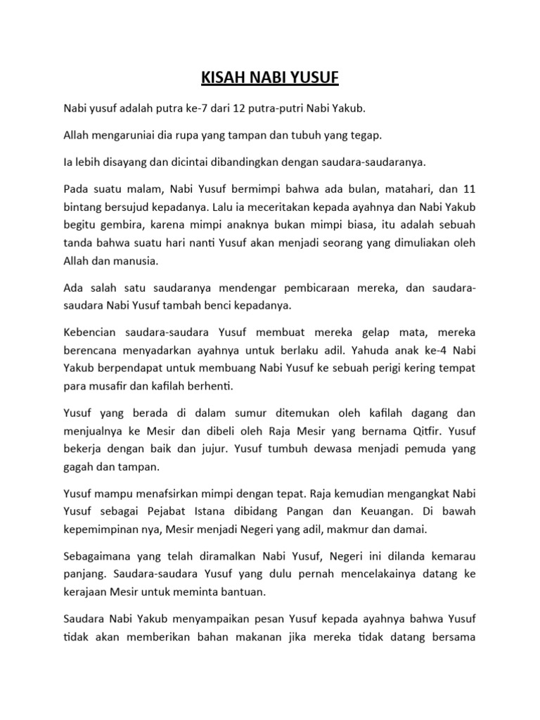 Kisah Nabi Yusuf | PDF