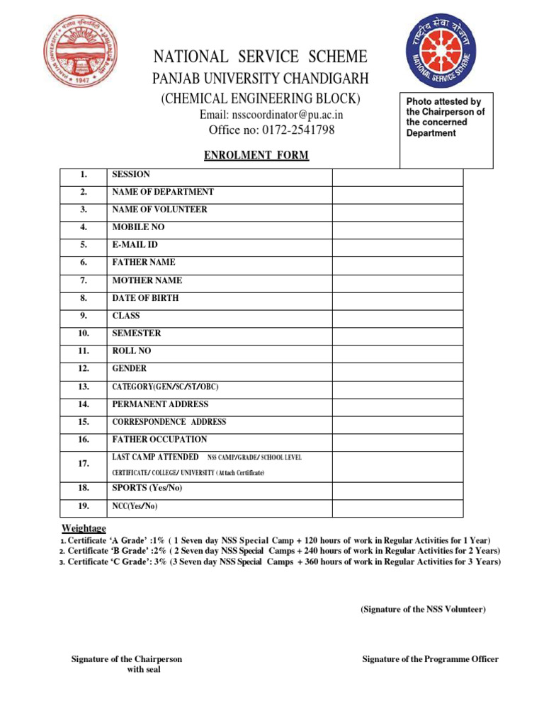 Nss Enrollment Form | PDF