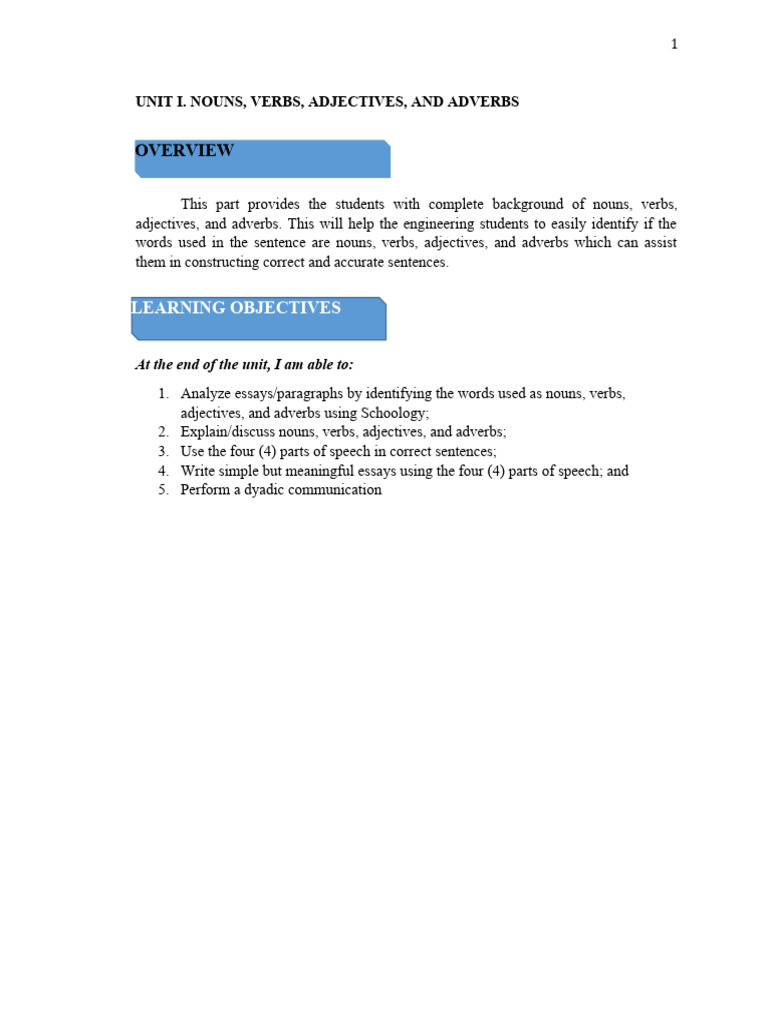 ELP Module | PDF | Verb | Perfect (Grammar)