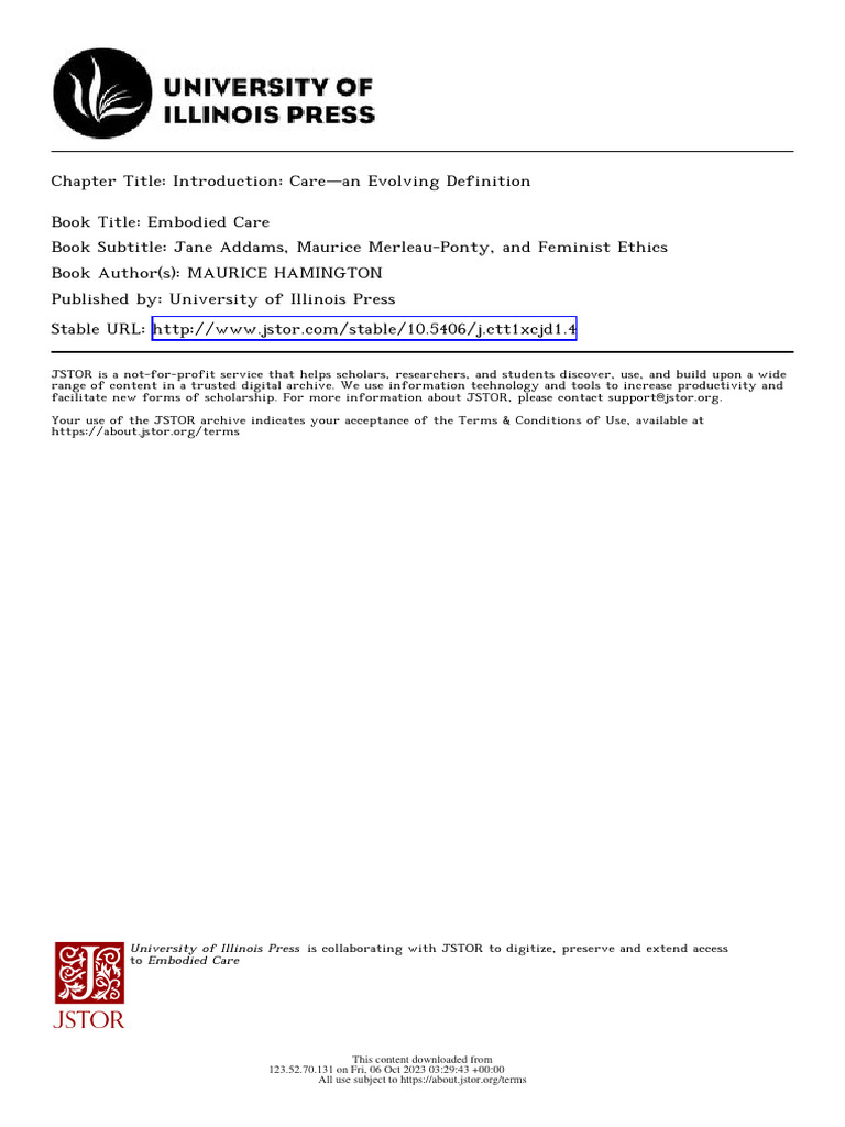 HAMINGTON-care Definition Introduction-2004 | PDF | Experience | Knowledge