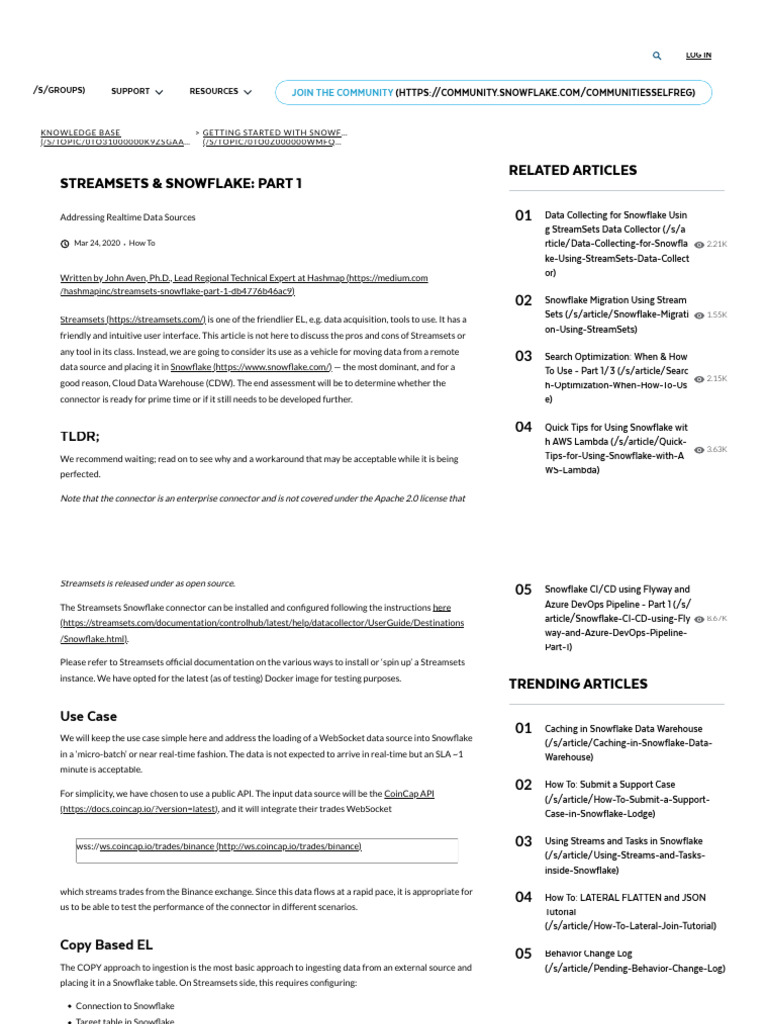 Streamsets & Snowflake Part 1 | PDF