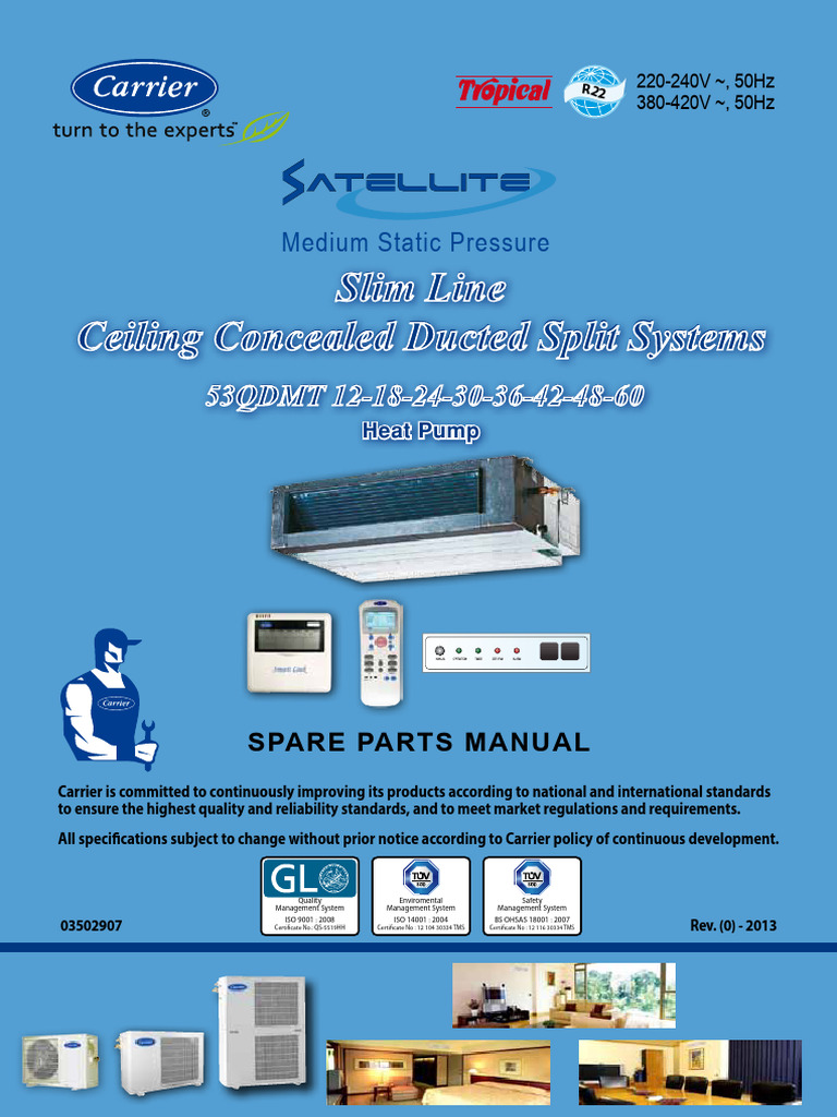 Slim Line Ceiling Concealed Ducted Split Systems: 53QDMT 12-18-24-30-36 ...