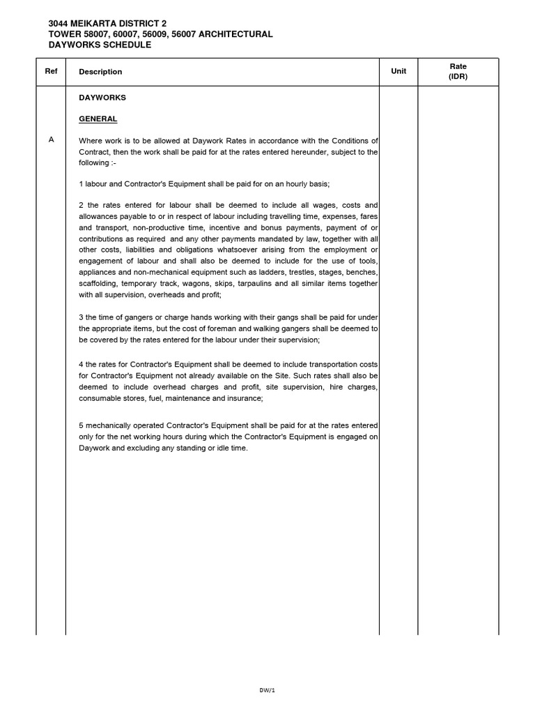 Daywork Schedule | PDF | Employment | Economies