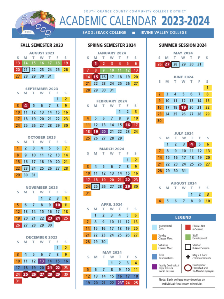 Academic Calendar 2023-2024 Rev March 2023 | PDF