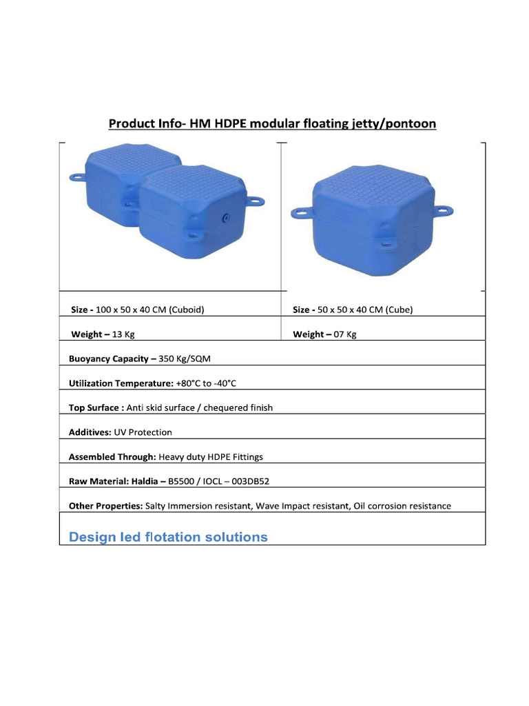 HDPE Cube Specifications Sheet | PDF