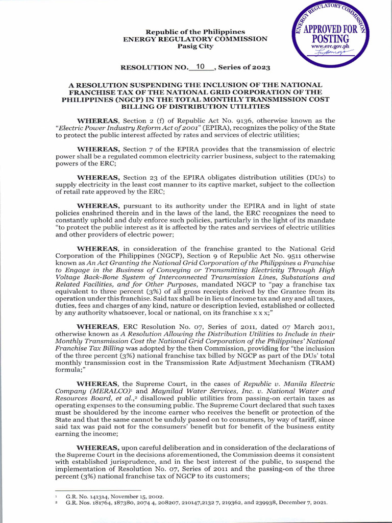 Erc Resolution-No.-10-Series-Of-2023 | PDF