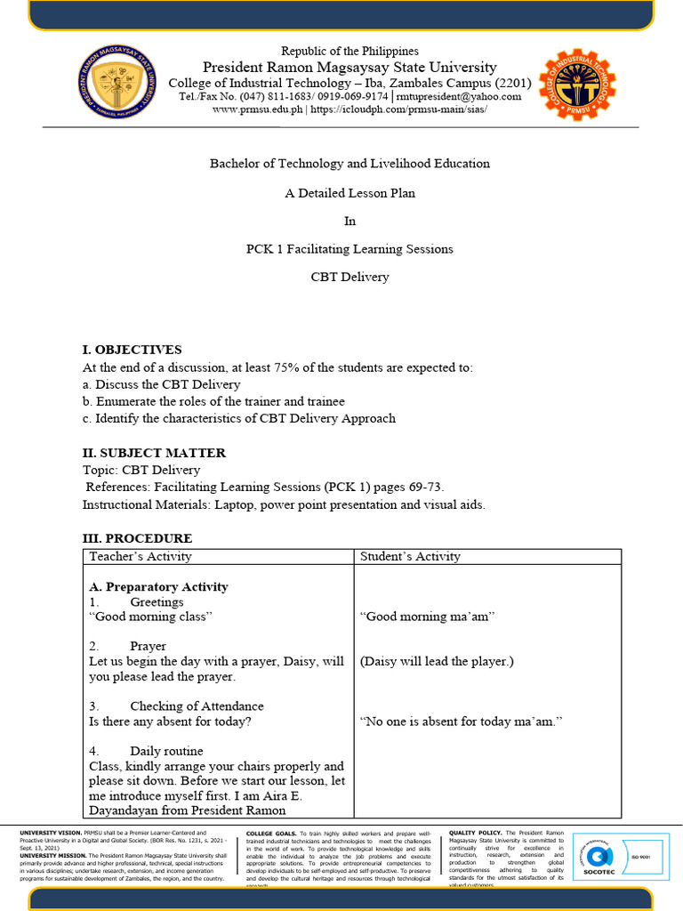 CBT Delivery Lesson Plan Overview | PDF | Lesson Plan | Human Communication