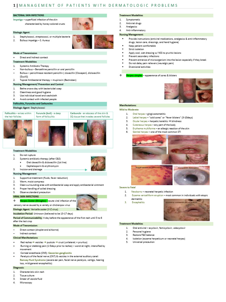3) Bacterial Skin Infections Semi Notes | PDF | Herpes Simplex | Dermatitis