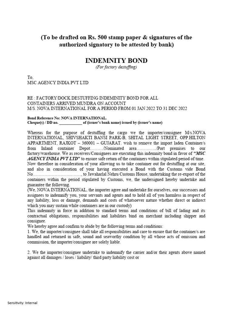 MSC Line Annual Bond - Copy | PDF