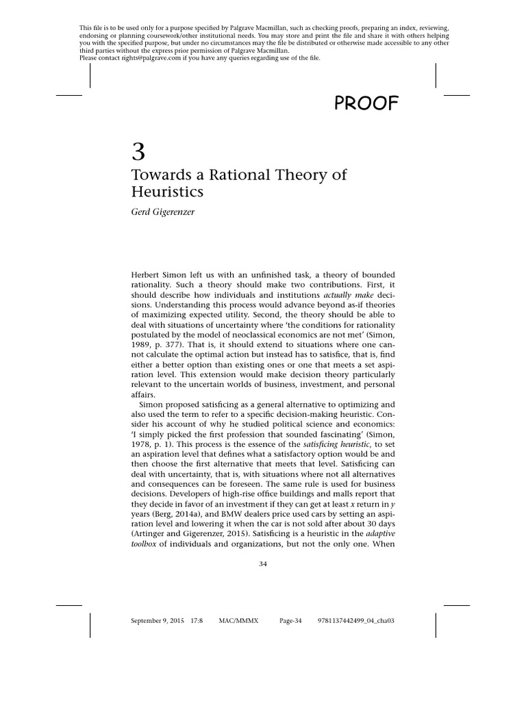 Gigerenzer - 2016 - Towards A Rational Theory of Heuristics | PDF Gigerenzer - 2016 - Towards A Rational Theory of Heuristics | PDF