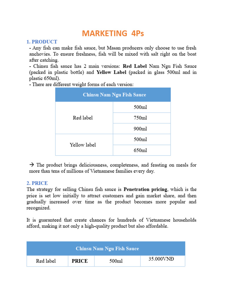NAM NGU - 4Ps (Marketing Strategy) | PDF