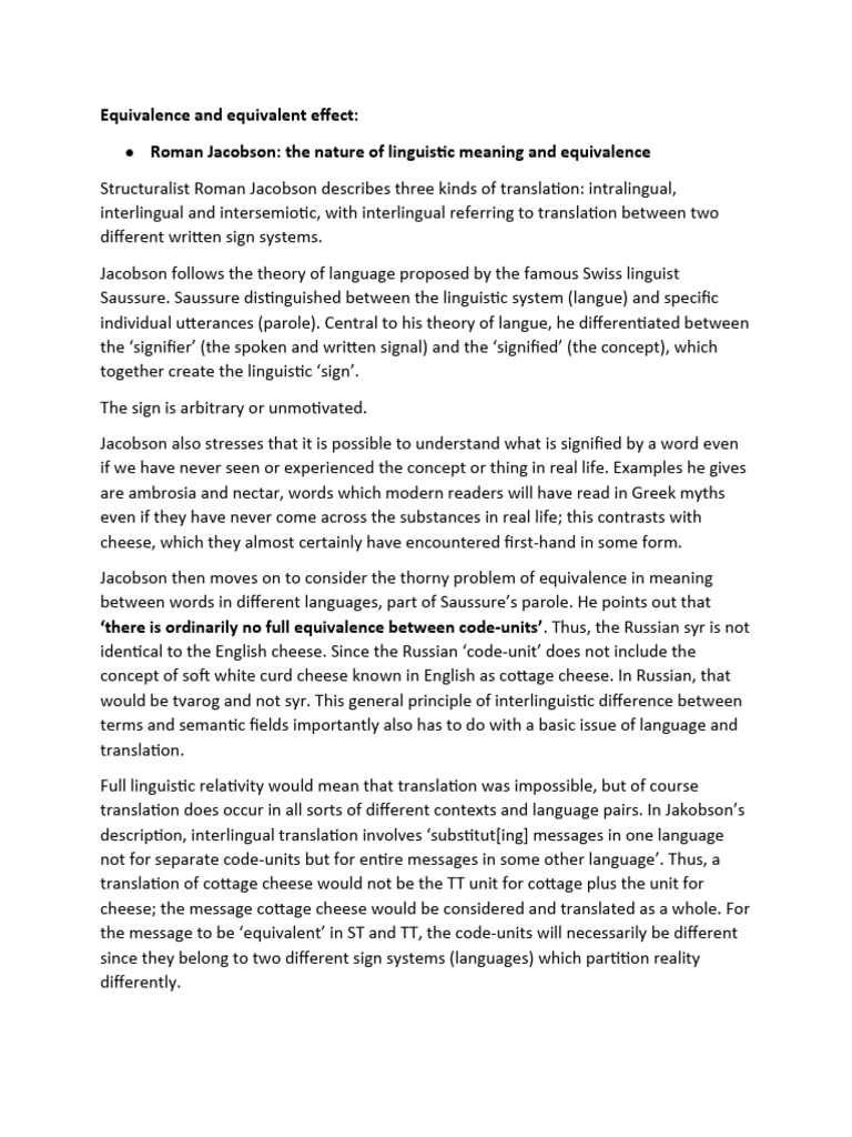 Equivalence and Equivalent Effect | PDF | Translations | Grammatical Gender