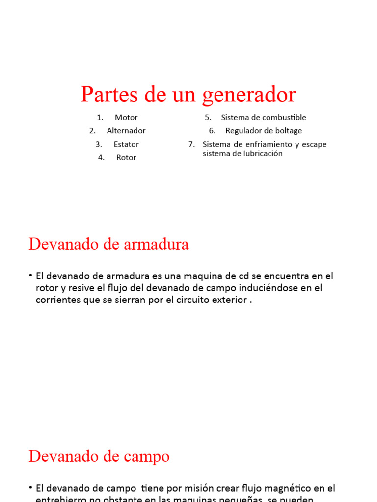Partes de un generador eléctrico | PDF | Informática | Tecnología