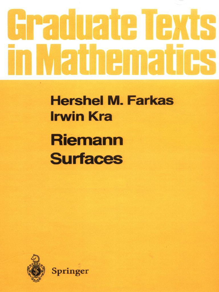 GTM 71 Riemann Surfaces (Hershel M. Farkas, Irwin Kra (Auth.) ) | PDF ...