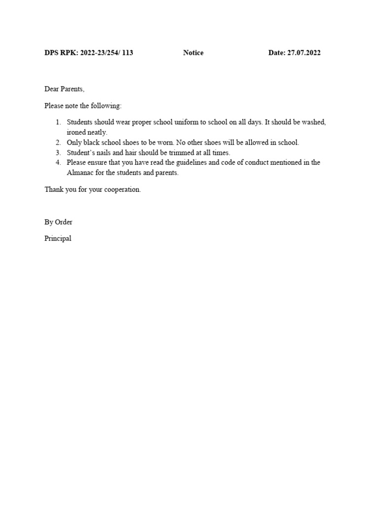 Proper School Uniform Guidelines | PDF