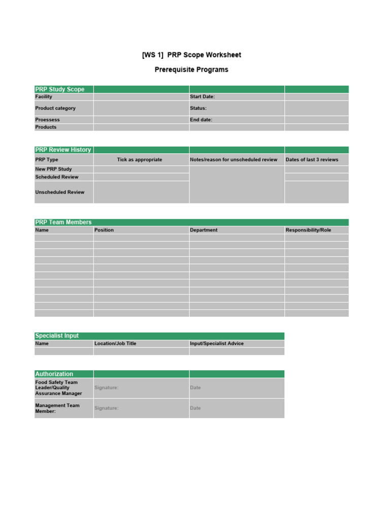 WP v3 PUBLIC Module 4 PRP Template | PDF | Food And Drink