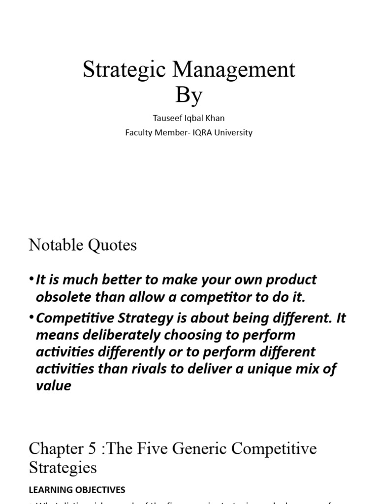 SM-Module-5-Generic Competitive Strategies | PDF | Strategic Management | Competitive Advantage