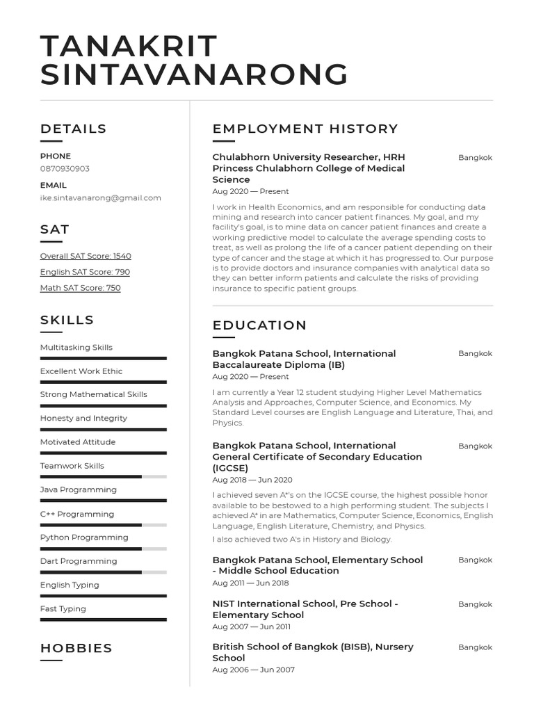Final Resume (Ike) 2 | PDF | Sat | Mathematics