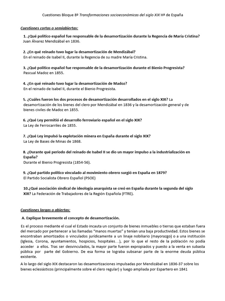 Cuestiones Bloque 8 - Resueltas | PDF