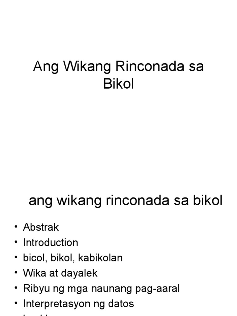 Ang Wikang Rinconada Sa Bikol | PDF