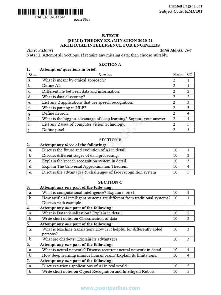 Artificial Intelligence For Engineers-KMC-101 | PDF | Intelligence (AI) & Semantics | Artificial ...