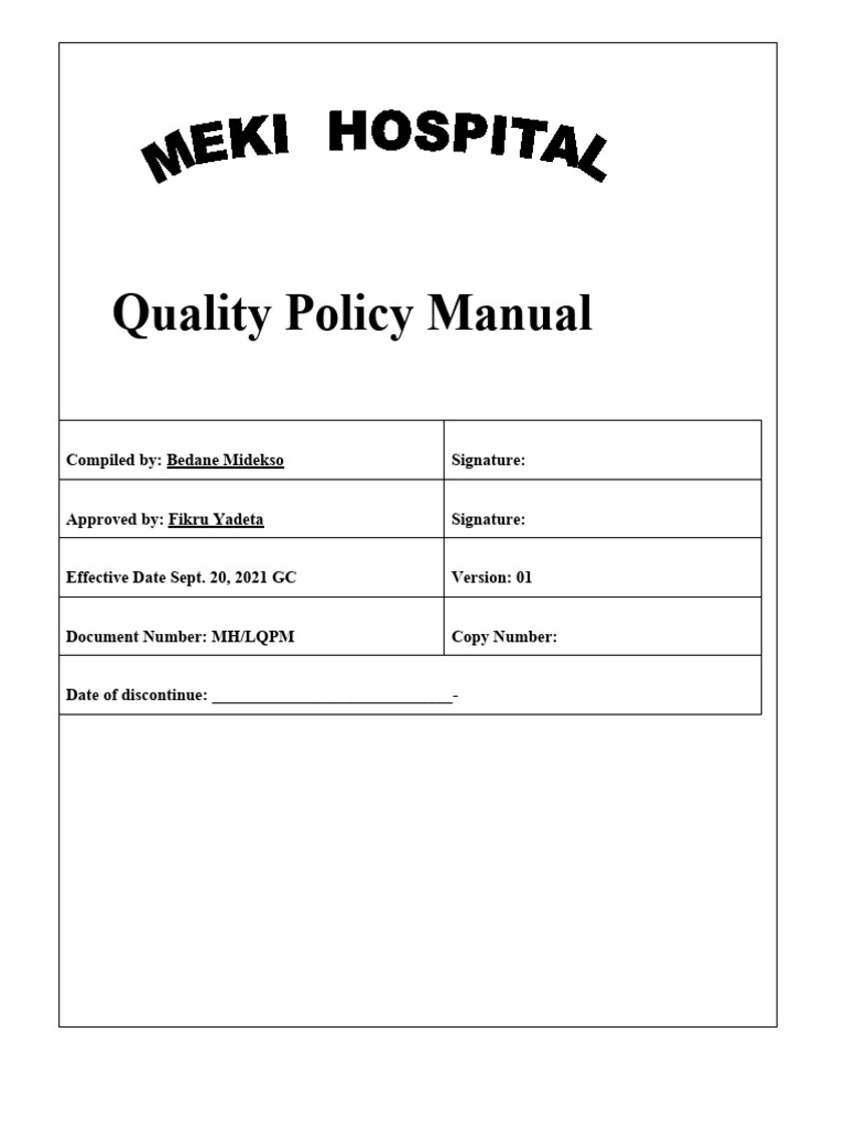 Quality Policy Manual | PDF | Medical Laboratory | Laboratories