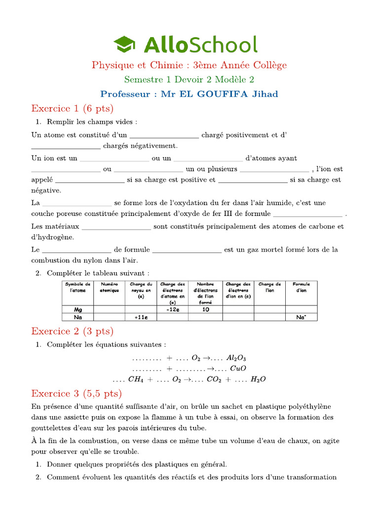 pc-3ac-semestre-1-devoir-2-modele-2-1 | PDF