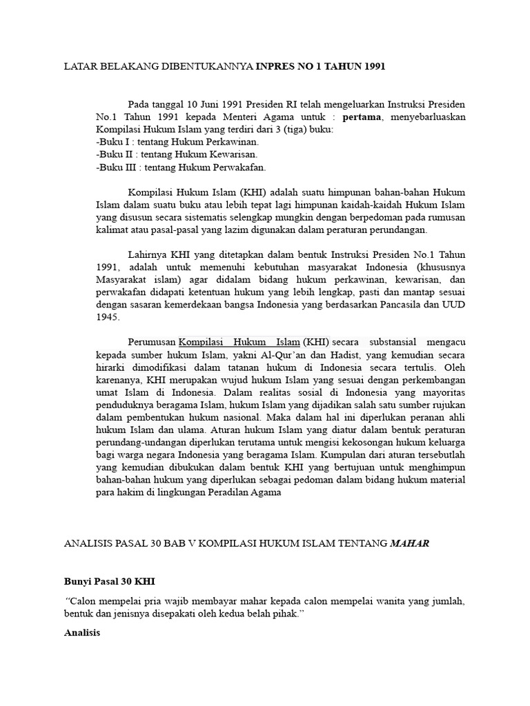 Kompilasi Hukum Islam dan Mahar | PDF