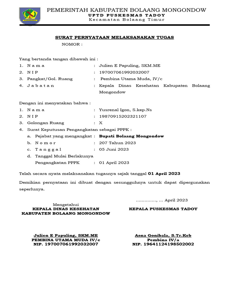 Contoh SPMT PPPK | PDF