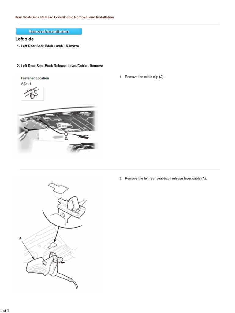 Rear Seat-Back Release Lever-Cable Removal and Installation | PDF