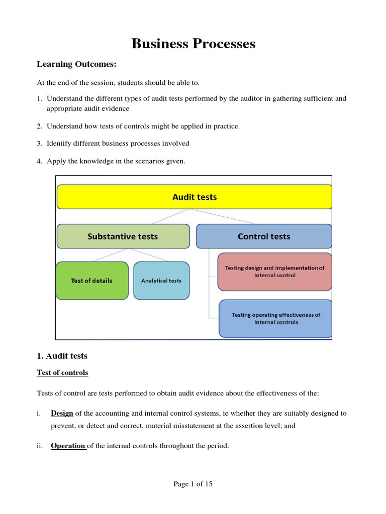 Audit Tests and Business Processes Guide | PDF | Audit | Internal Control