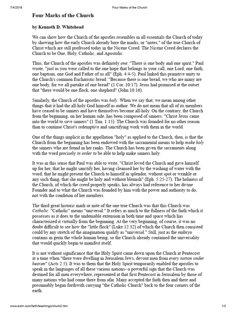 Four Marks of The Church | PDF | Christian Church | Jesus