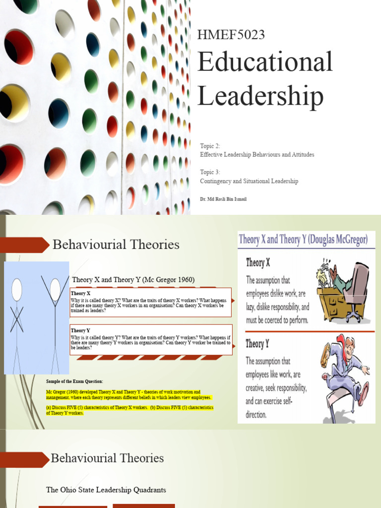 Topic 2 - 3 Effective Leadership Behaviour and Attitude - Contingency Situational Leaderhsip ...