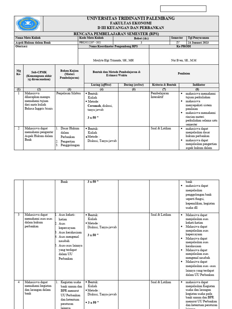 RPS Hukum Perikatan | PDF