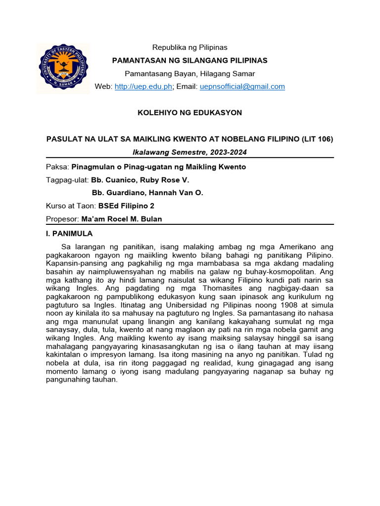 Ugat NG Maikling-Kwento | PDF