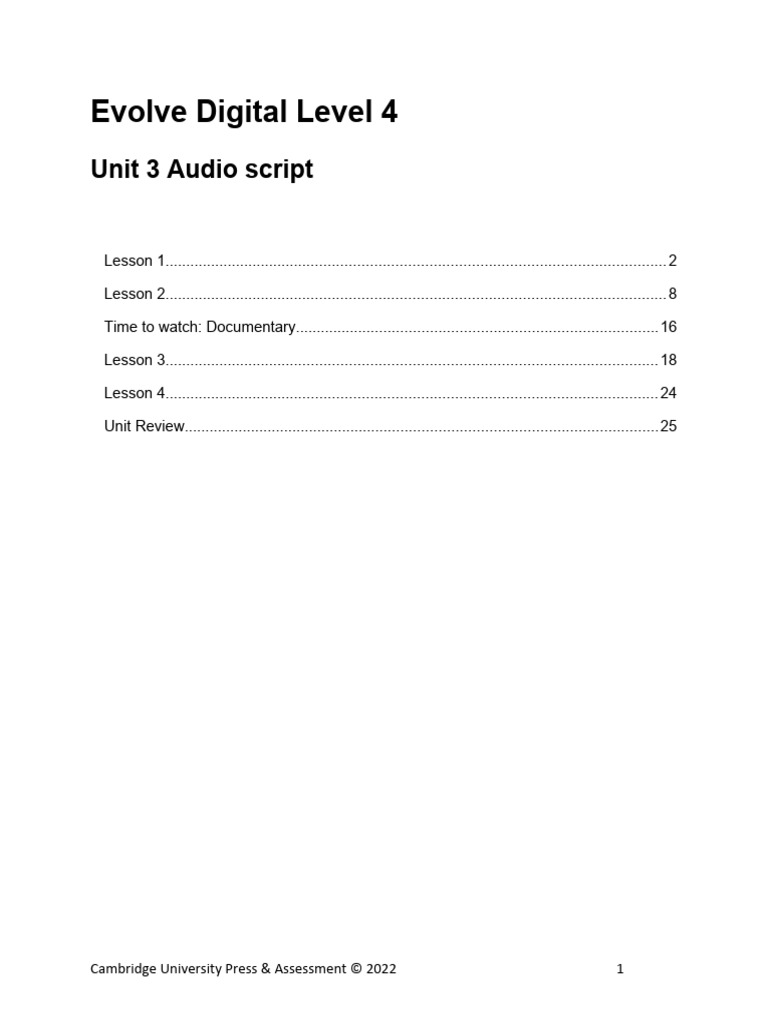 Evolve Digital Level 4 Unit 3 Audio Scripts | PDF