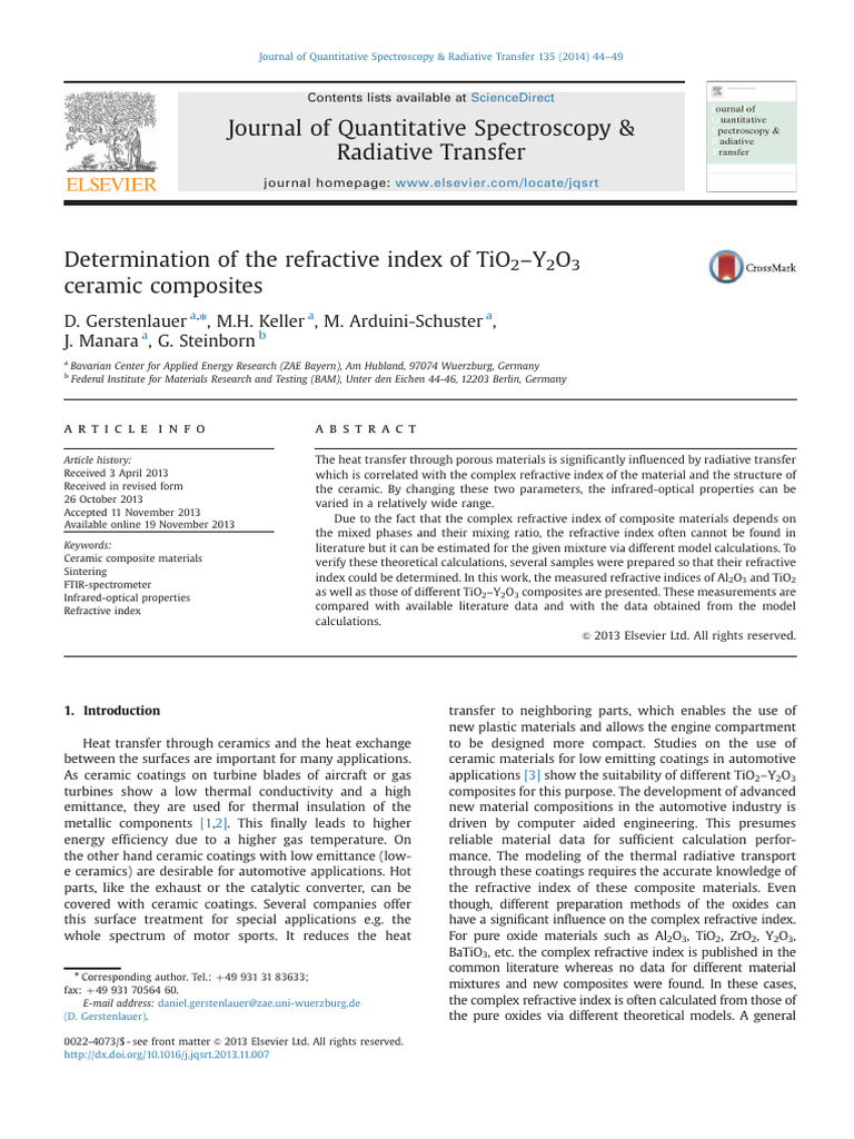 Gerstenlauer 2014 | PDF | Refractive Index | Reflectance