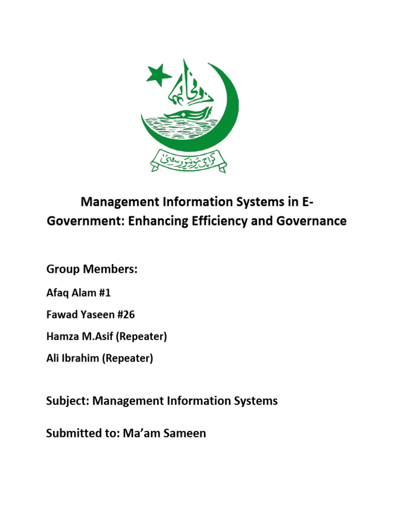 MIS in E-Government: Enhancing Governance | PDF | E Government | Governance
