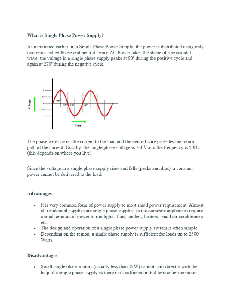 What Is Single Phase Power Supply | PDF | Power Supply | Mains Electricity