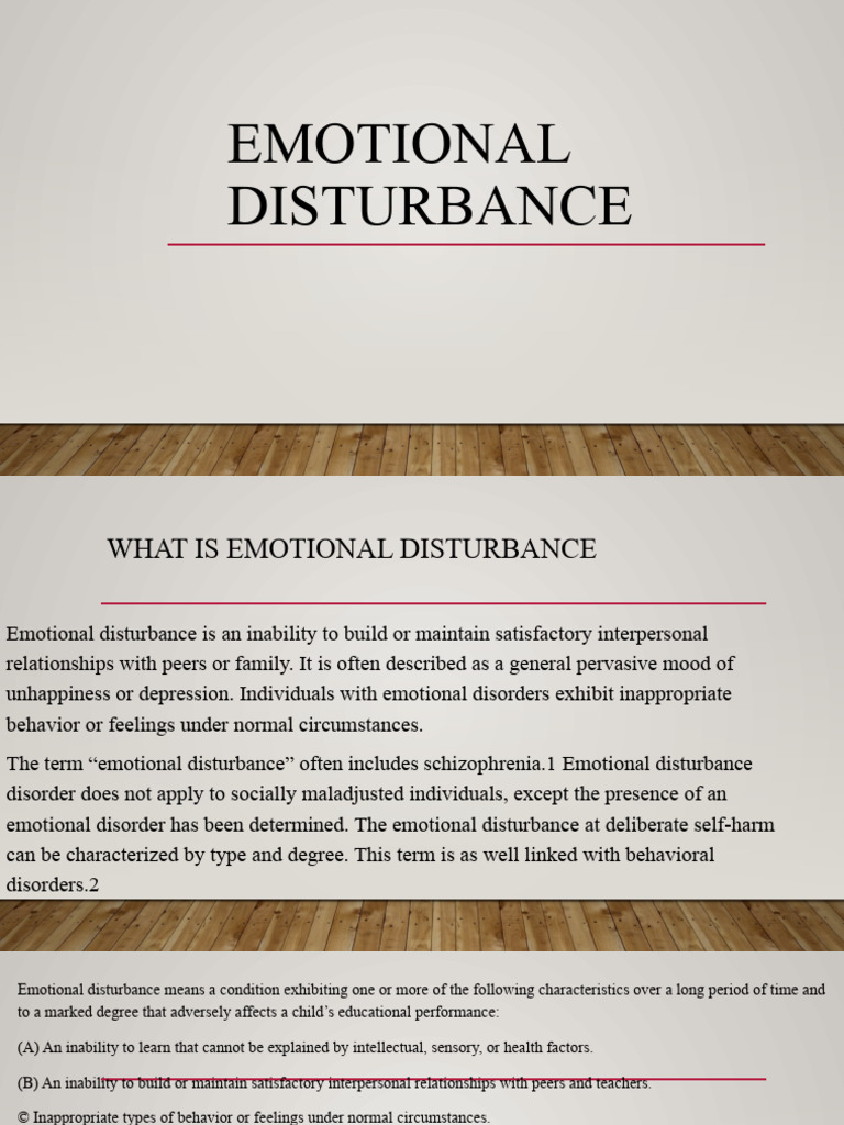 Understanding Emotional Disturbance | PDF | Mental Disorder | Anxiety ...