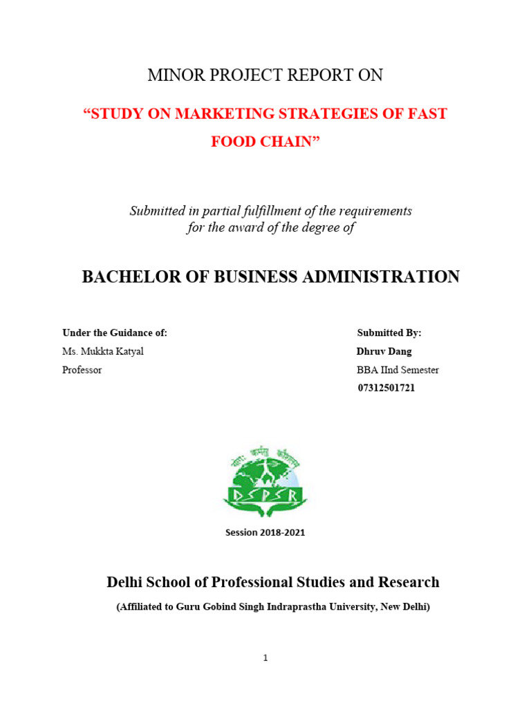 Dhruv Dang Minor Project | PDF | Mc Donald's | Business Economics