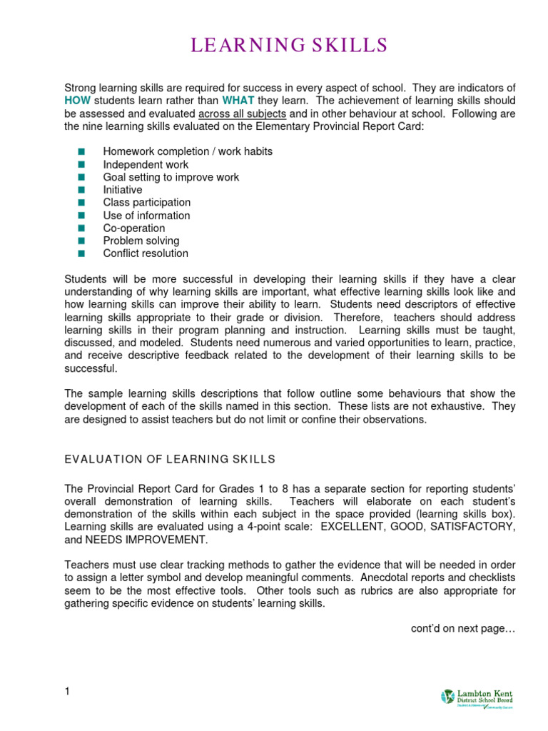 Learning Skills | PDF | Career & Growth | Wellness