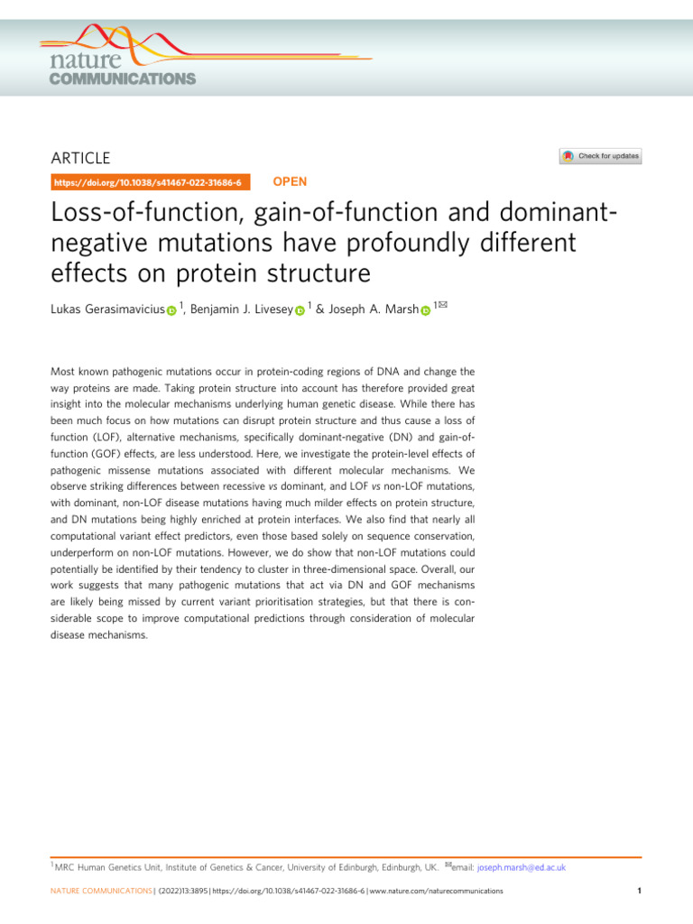 Loss Of Function Gain Of Function And Dominant Negative Mutations Have